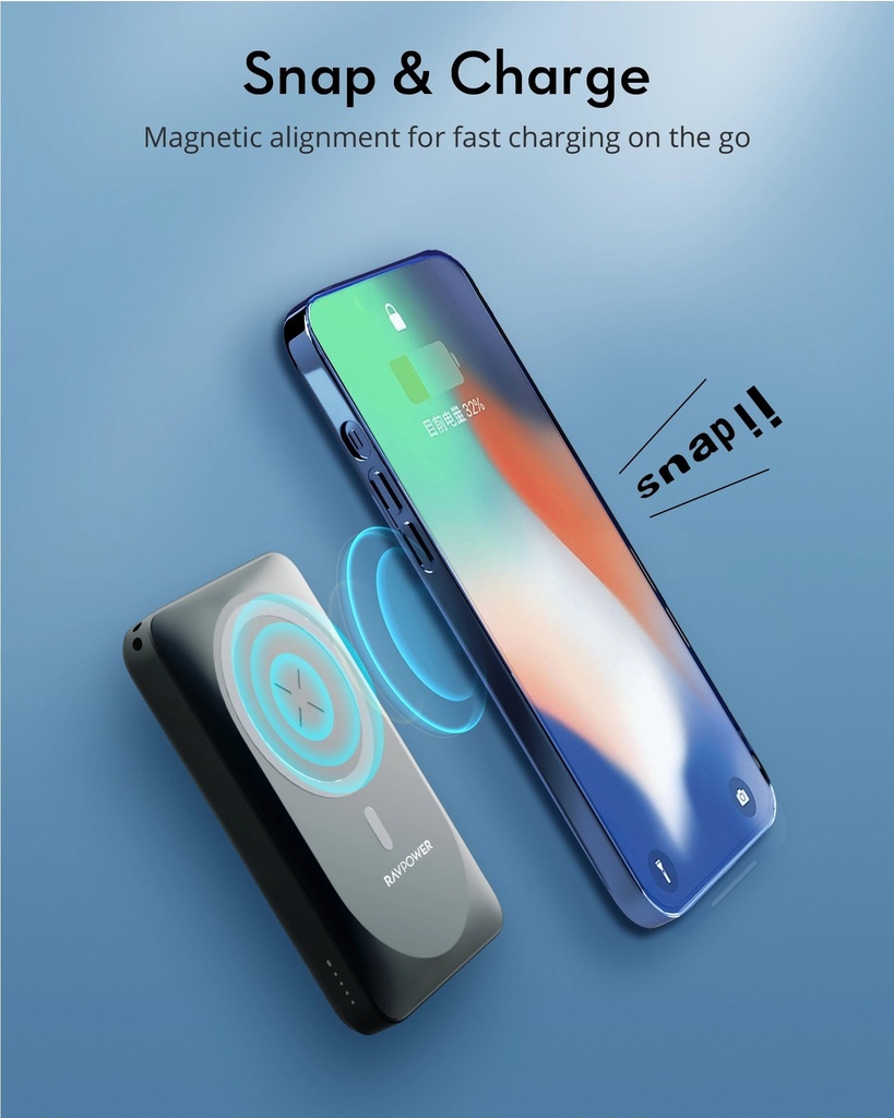 Ravpower RP-PB1212 10000mAh Magnetic Wireless Power Bank - Black ...